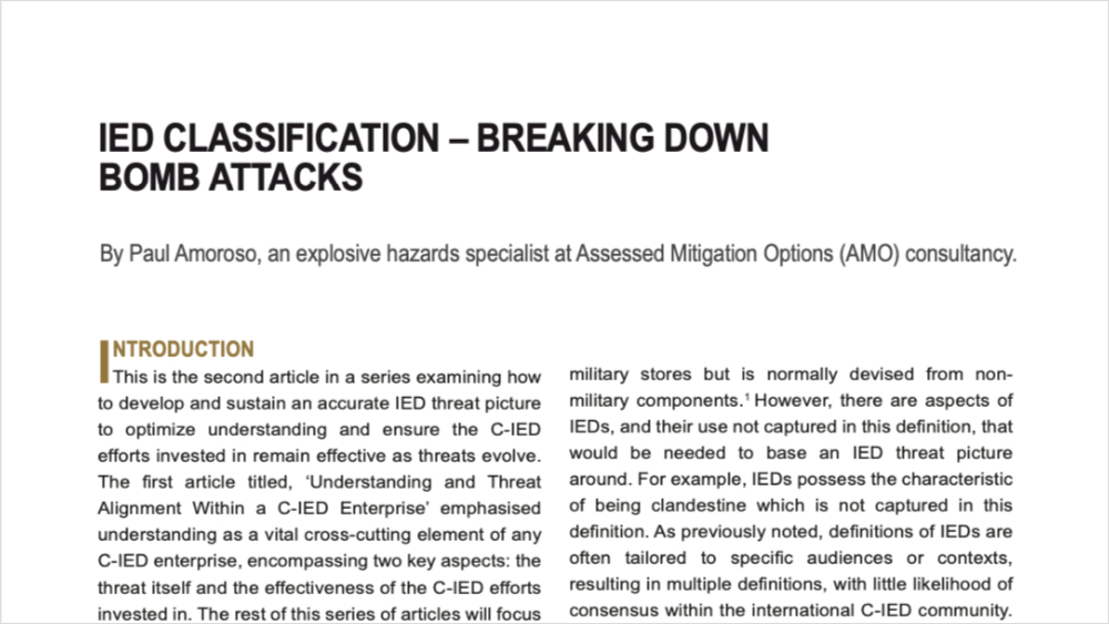 IED Classification – Breaking Down Bomb Attacks - Counter-IED Report