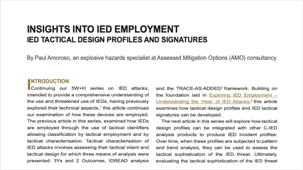 Insights into IED Employment - IED Tactical Design Profiles and ...